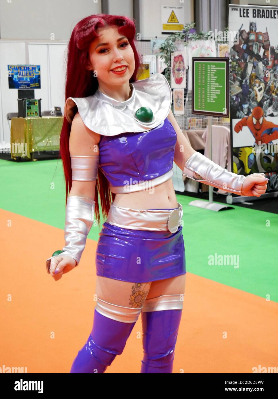 A cosplayers dressed as Starfire during the MCM Comic Con held at the ...