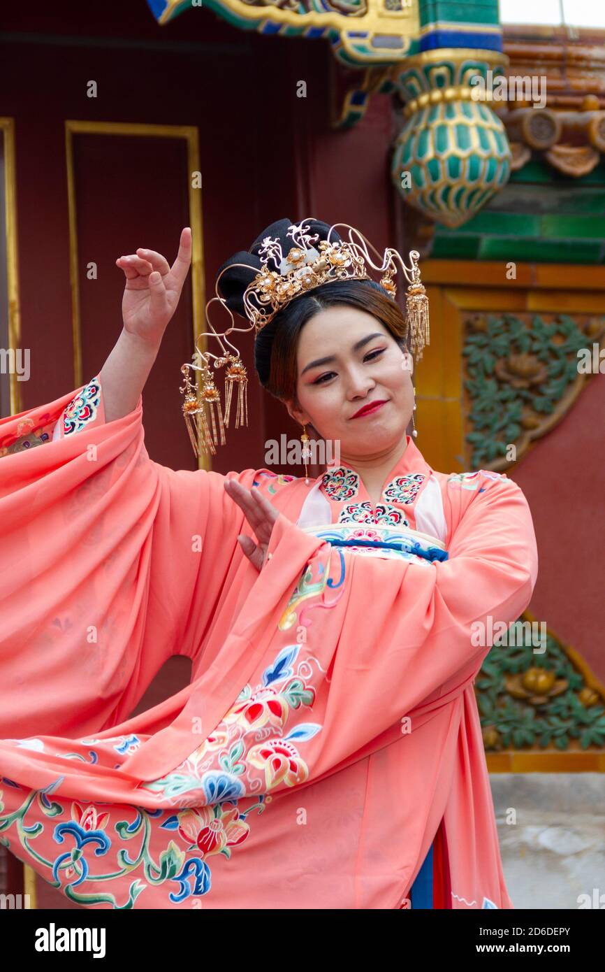 Beijing, China - November 21 2019: A young Chinese model poses inside ...