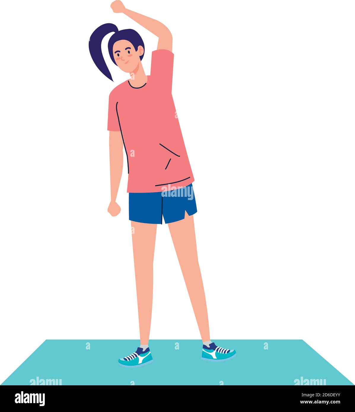 Woman cartoon stretching on mat vector design Stock Vector Image & Art ...