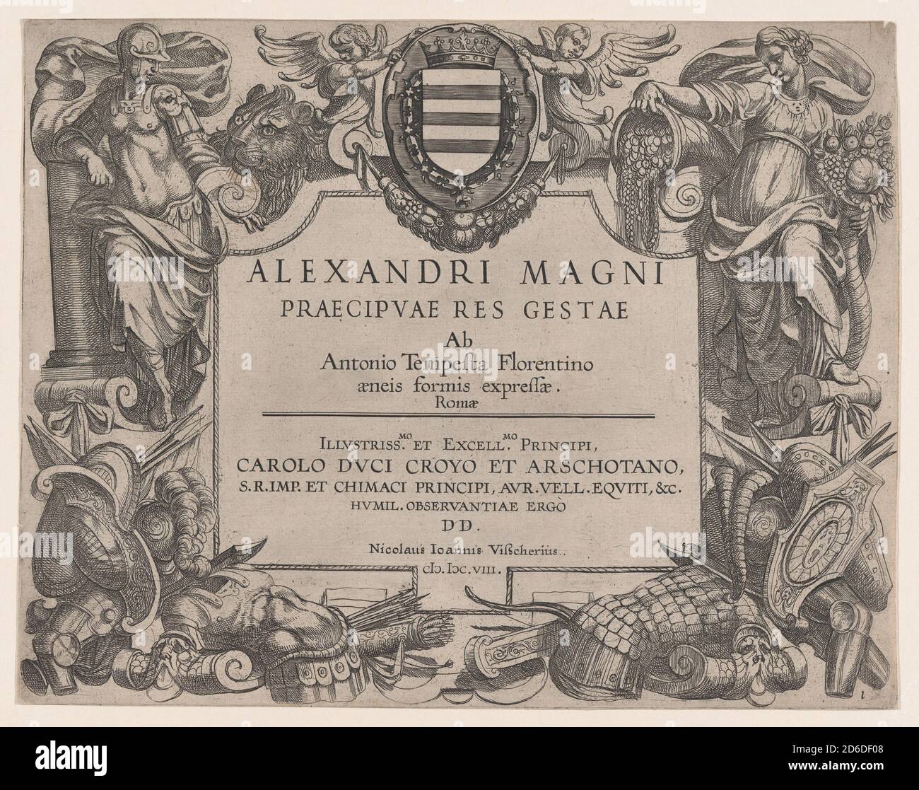 Frontispiece to the life of Alexander the Great, at left is Bellona and ...