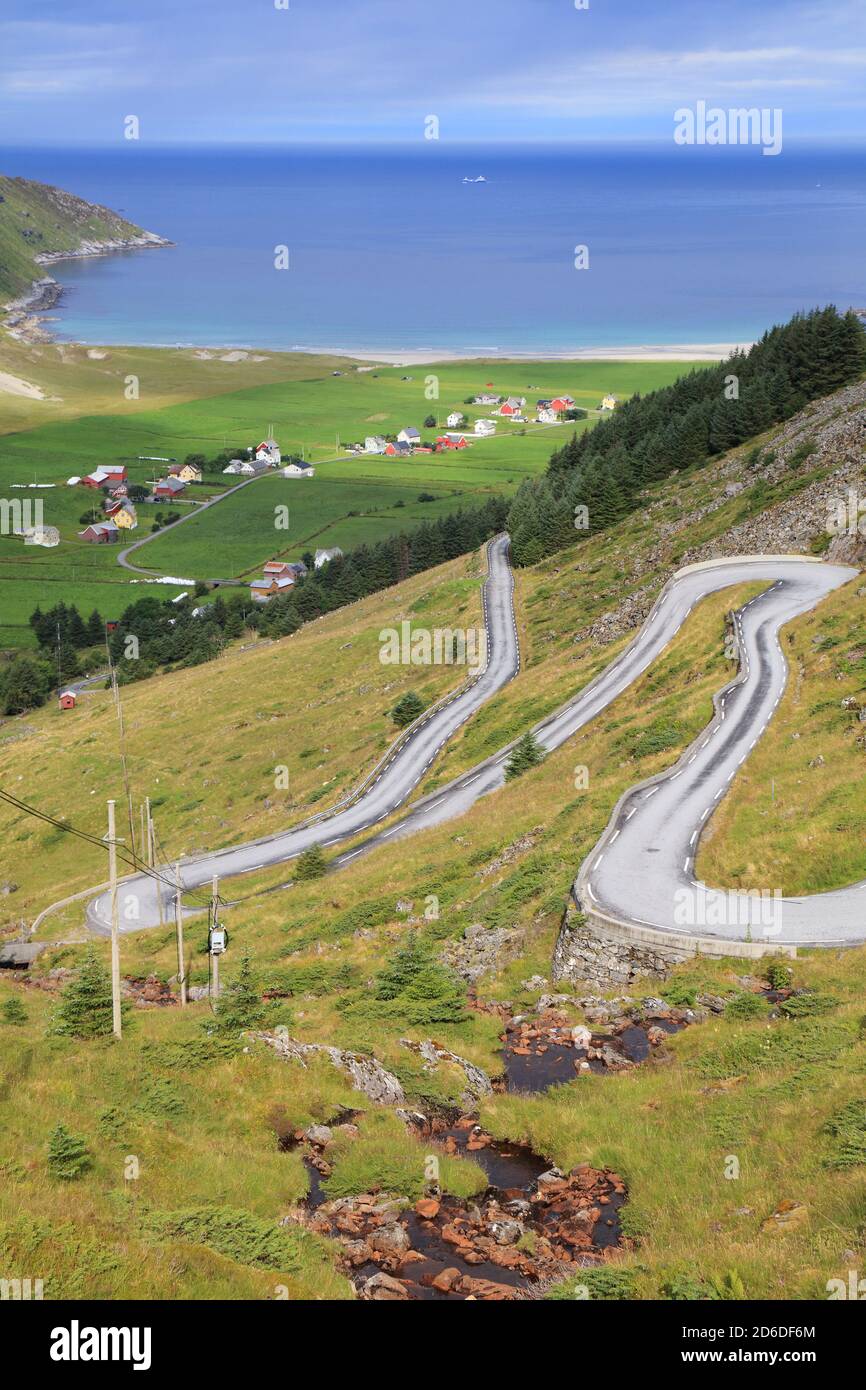 Norway winding road. Landscape of Hoddevik in Stadlandet peninsula ...