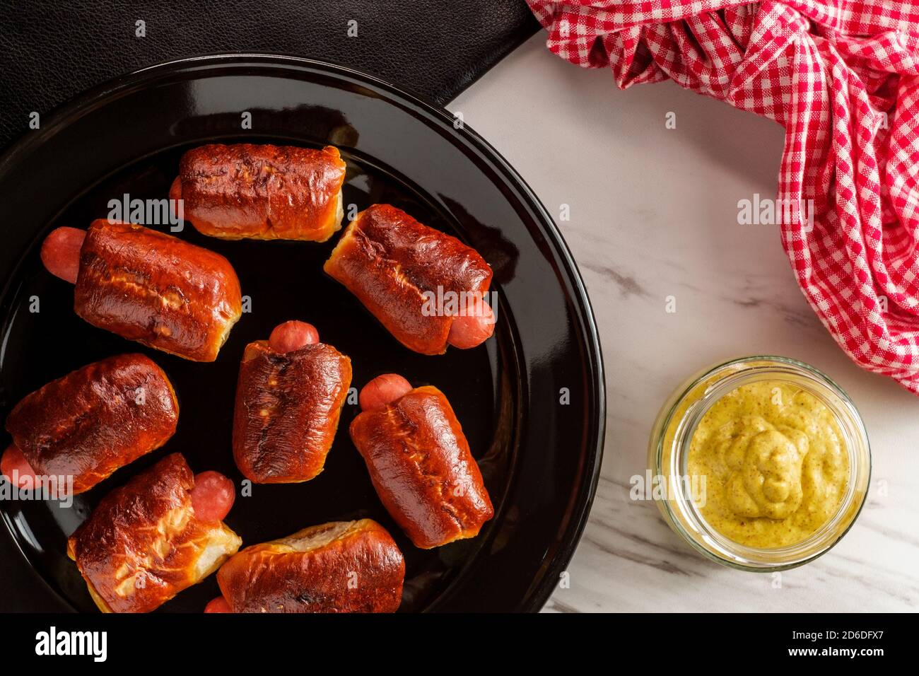 Mini pretzel hot dog pigs in a blanket with dijon mustard for dipping ...