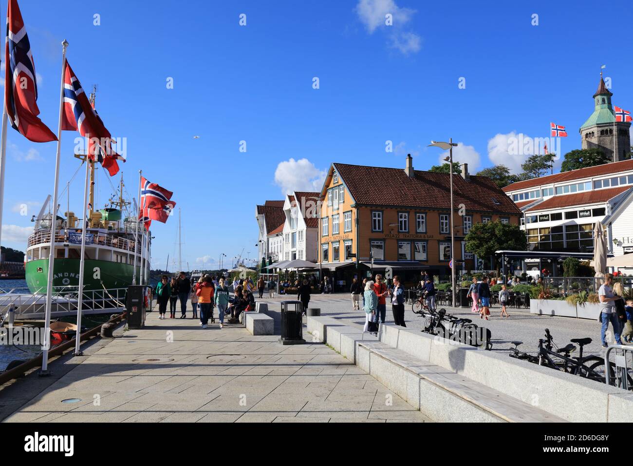 STAVANGER, NORWAY - JULY 20, 2020: People visit Borough of Storhaug in ...