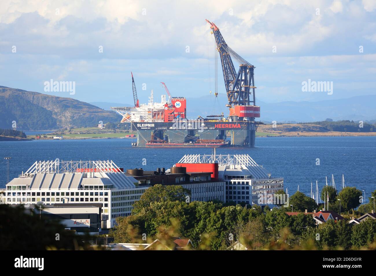 STAVANGER, NORWAY - JULY 20, 2020: Sleipnir Heerema crane ship in ...