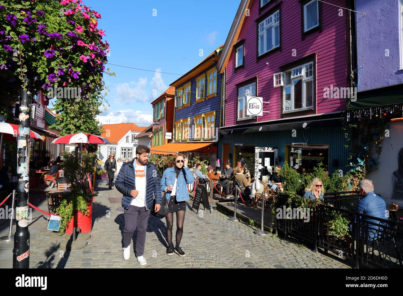 STAVANGER, NORWAY - JULY 20, 2020: People visit Borough of Storhaug in ...