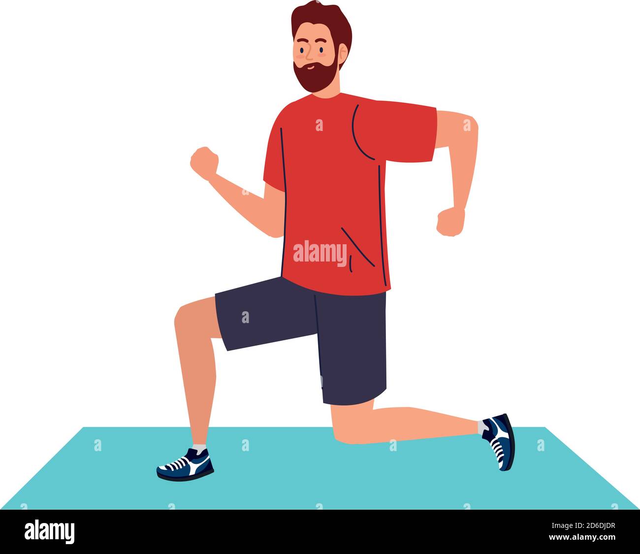 Man cartoon doing exercise on mat vector design Stock Vector Image ...