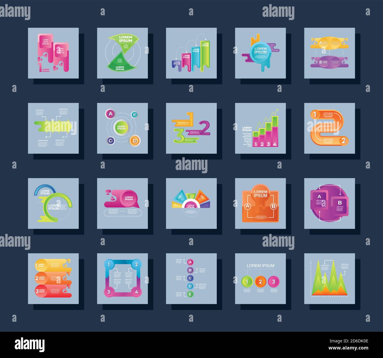 infographic set different diagram, workflow, strategy data square icons ...