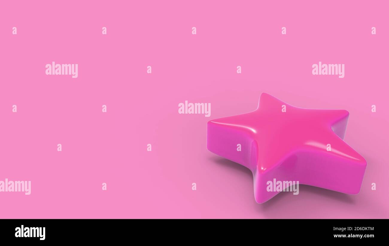 3d pink star on color background. Render and illustration of golden ...