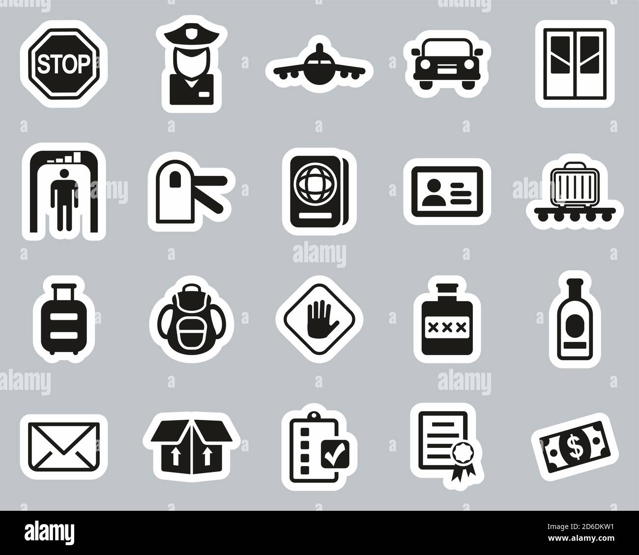 Customs Icons Black & White Sticker Set Big Stock Vector Image & Art ...