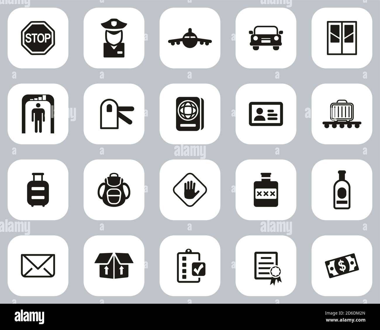 Customs Icons Black & White Flat Design Set Big Stock Vector Image & Art - Alamy