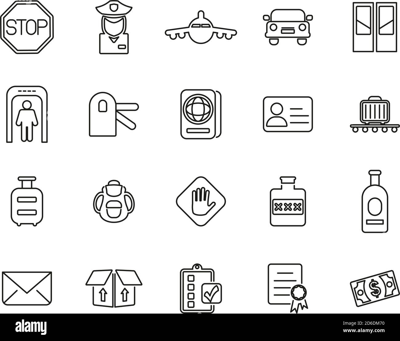 Customs Icons Black & White Thin Line Set Big Stock Vector Image & Art ...