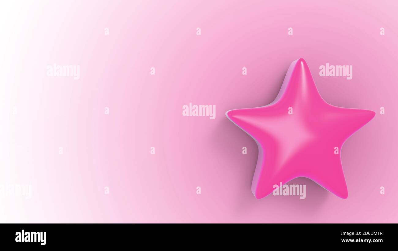 3d pink star on color background. Render and illustration of golden ...