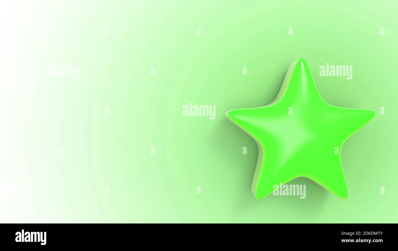 3d green star on color background. Render and illustration of golden ...