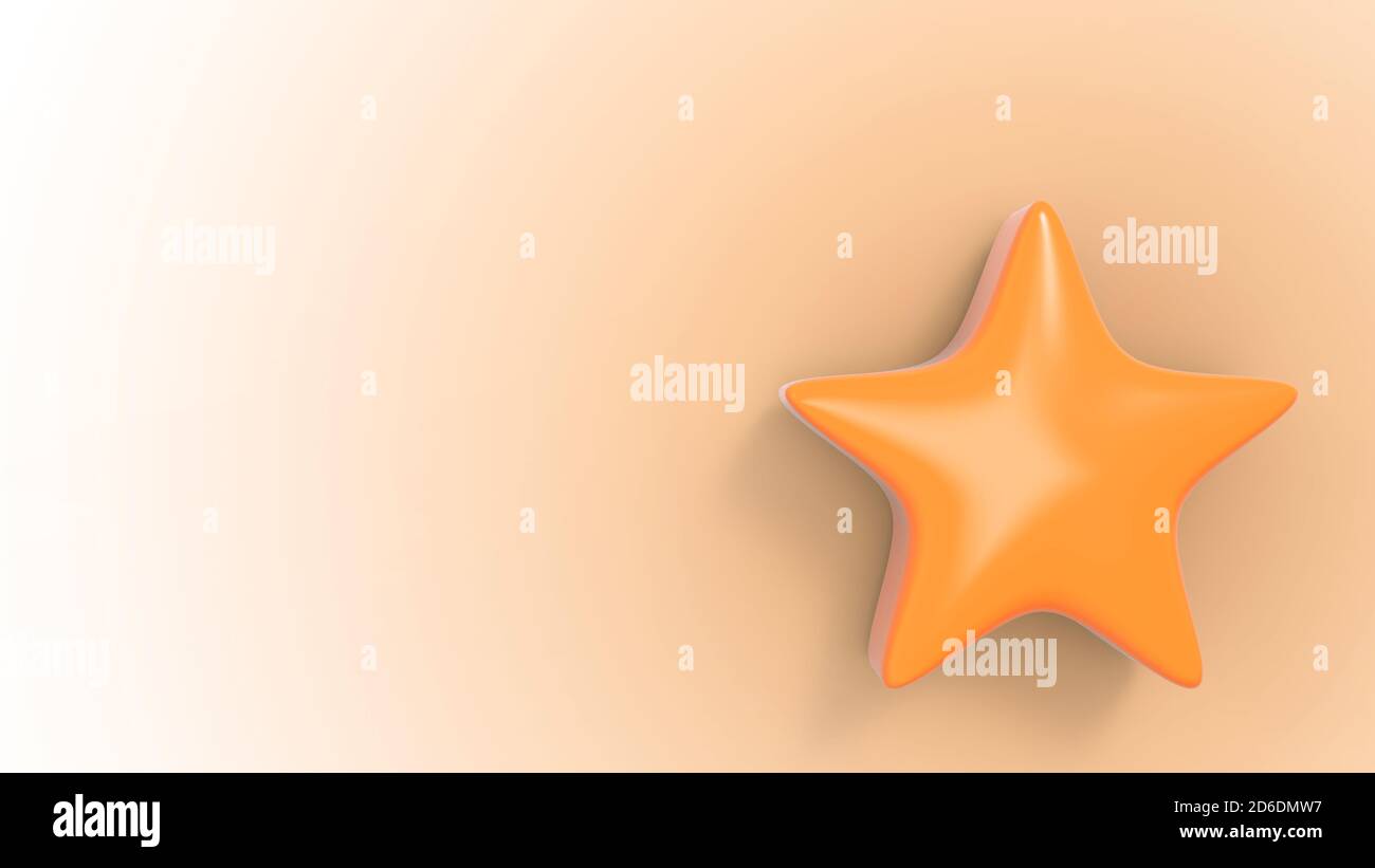 3d orange star on color background. Render and illustration of golden ...