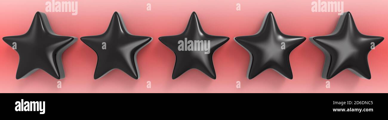 3d five red star on color background. Render and illustration of golden ...