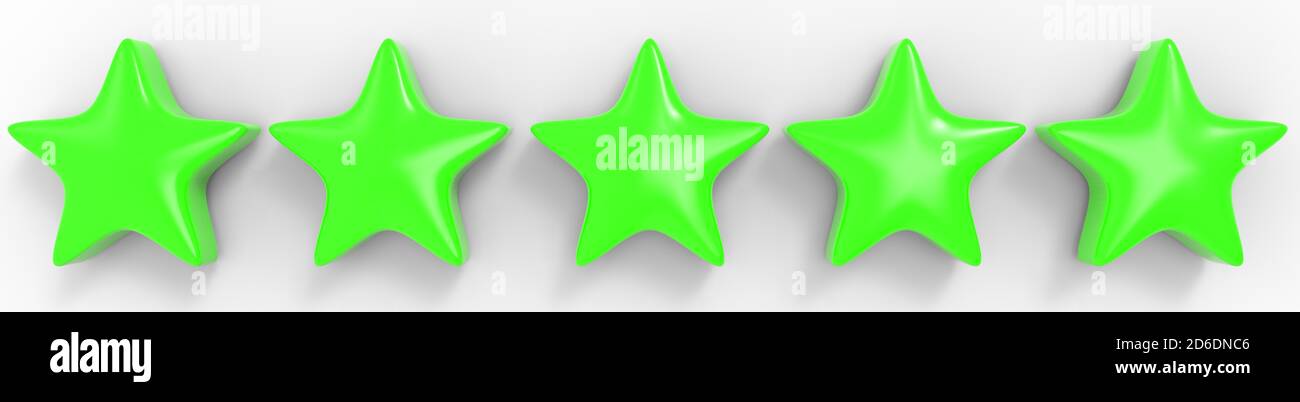 3d five green star on color background. Render and illustration of ...
