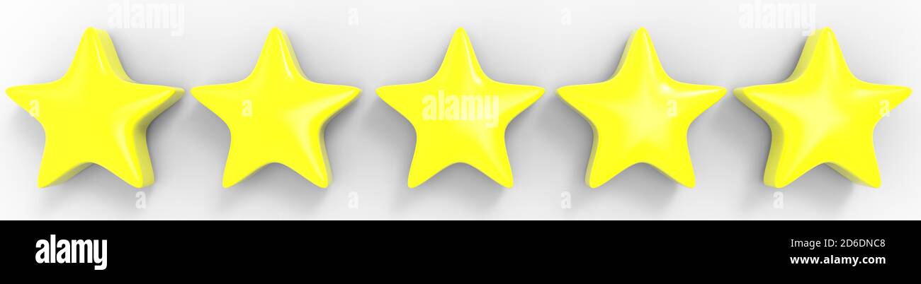 3d five yellow star on color background. Render and illustration of ...