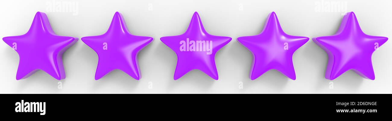 3d five violet star on color background. Render and illustration of ...