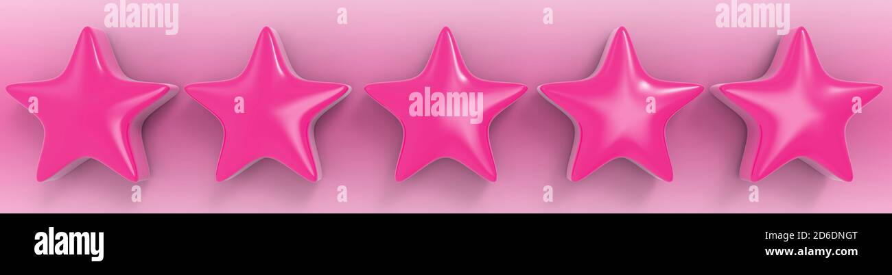 3d five pink star on color background. Render and illustration of ...