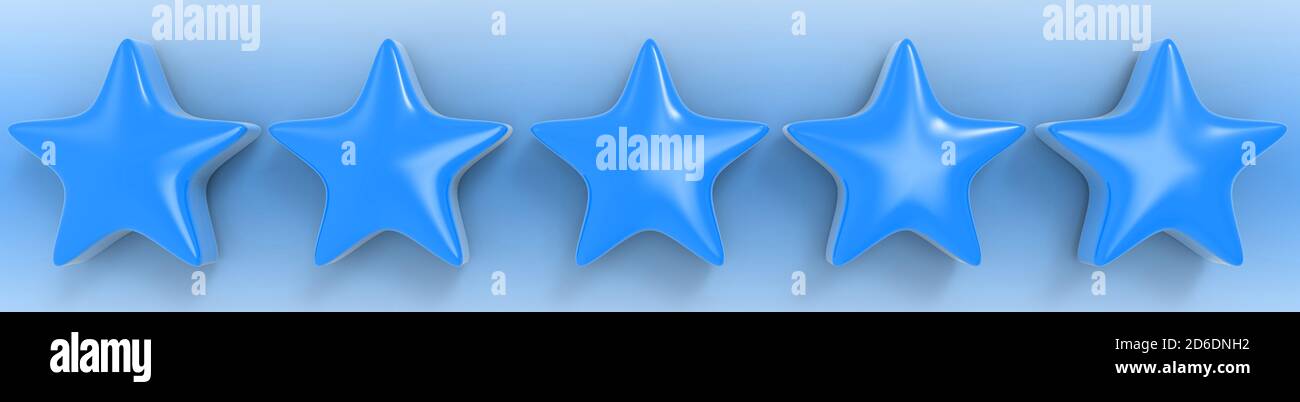 3d five blue star on color background. Render and illustration of ...