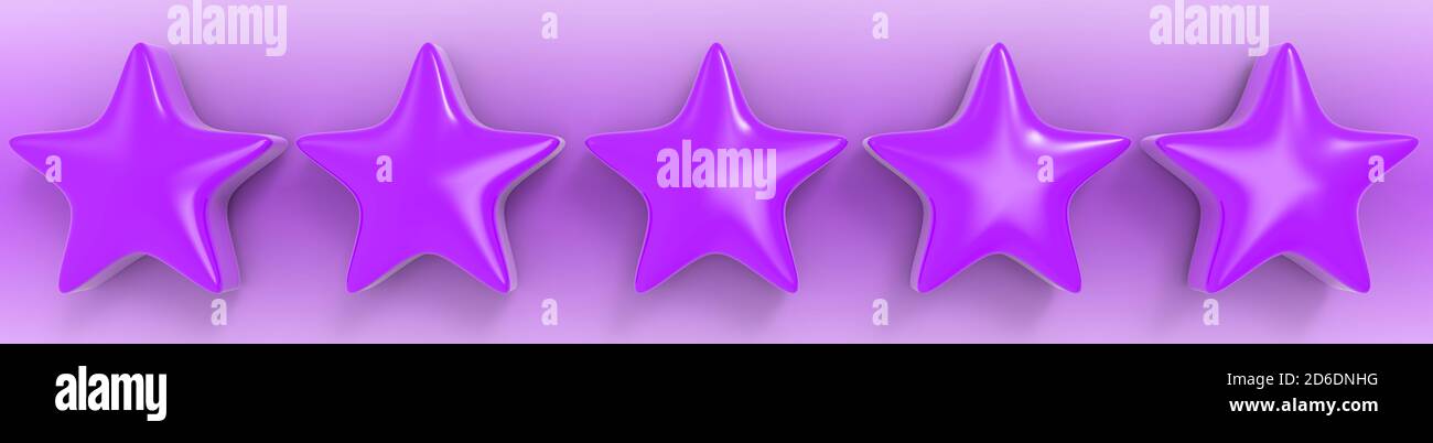 3d five violet star on color background. Render and illustration of ...