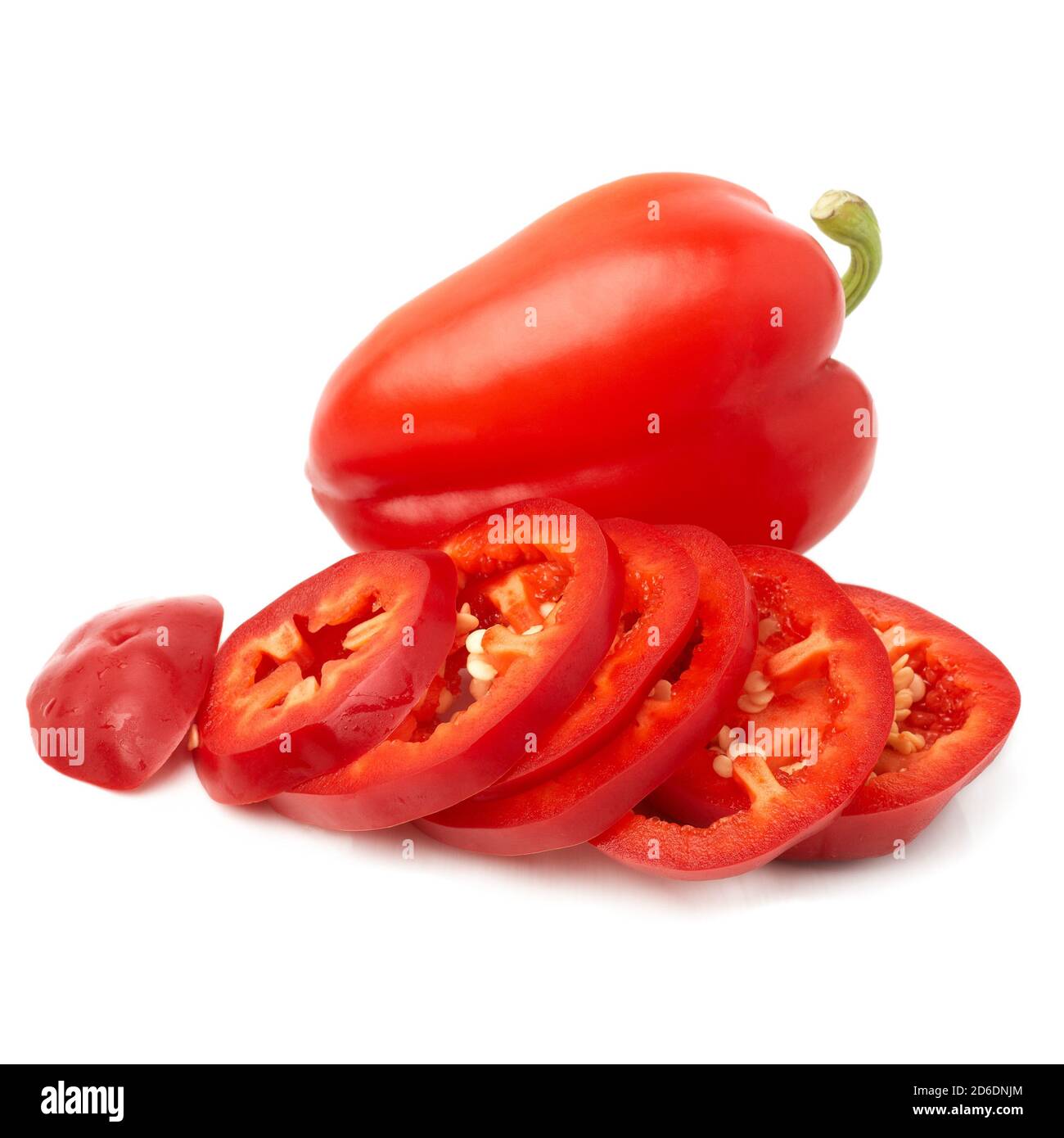 Chopped red bell pepper isolated on a white background Stock Photo - Alamy