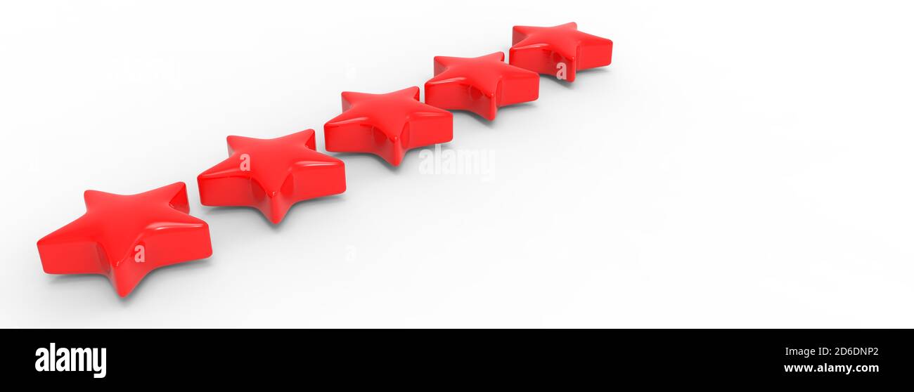 3d five red star on color background. Render and illustration of golden ...