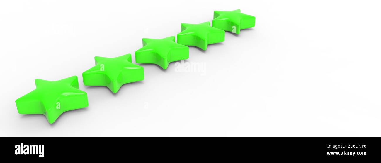 3d five green star on color background. Render and illustration of ...
