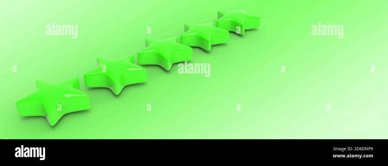 3d five green star on color background. Render and illustration of ...