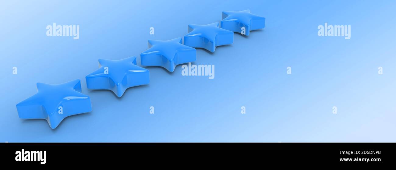 3d five blue star on color background. Render and illustration of ...