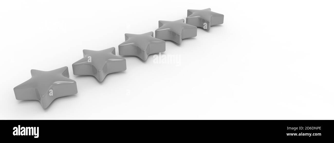 3d five gray star on color background. Render and illustration of ...