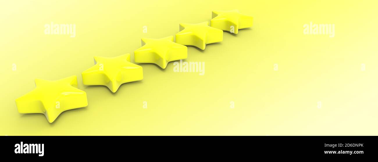 3d five yellow star on color background. Render and illustration of ...