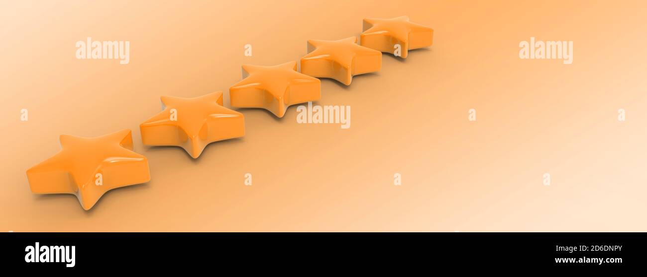 3d five orange star on color background. Render and illustration of ...
