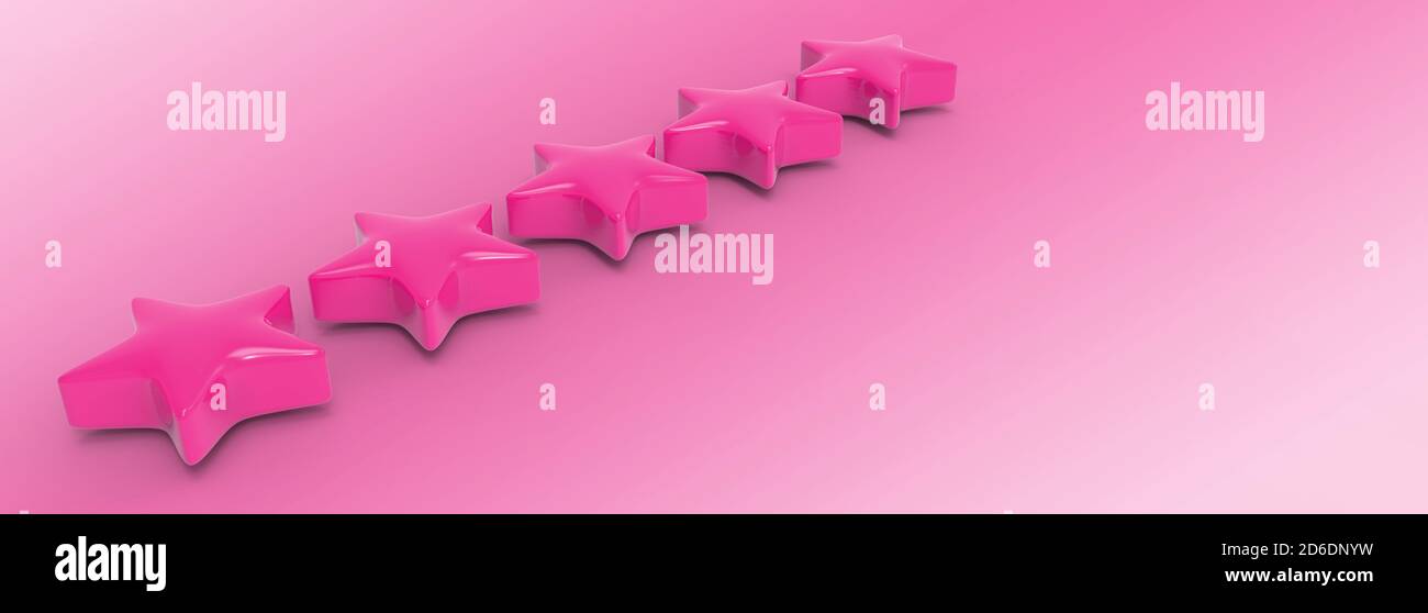 3d five pink star on color background. Render and illustration of ...