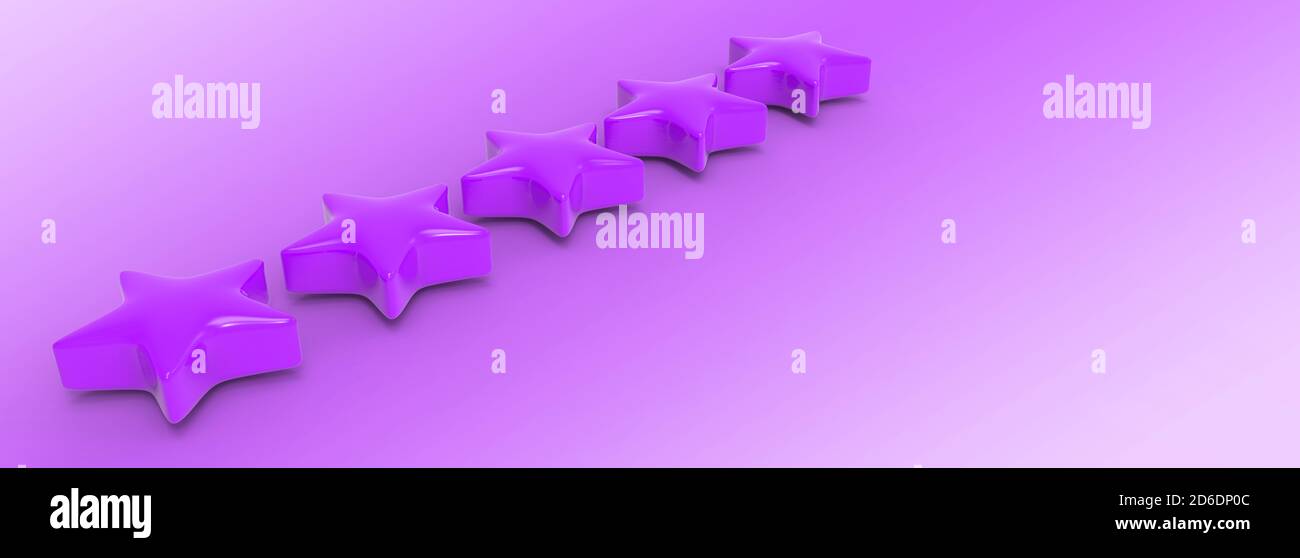 3d five violet star on color background. Render and illustration of ...