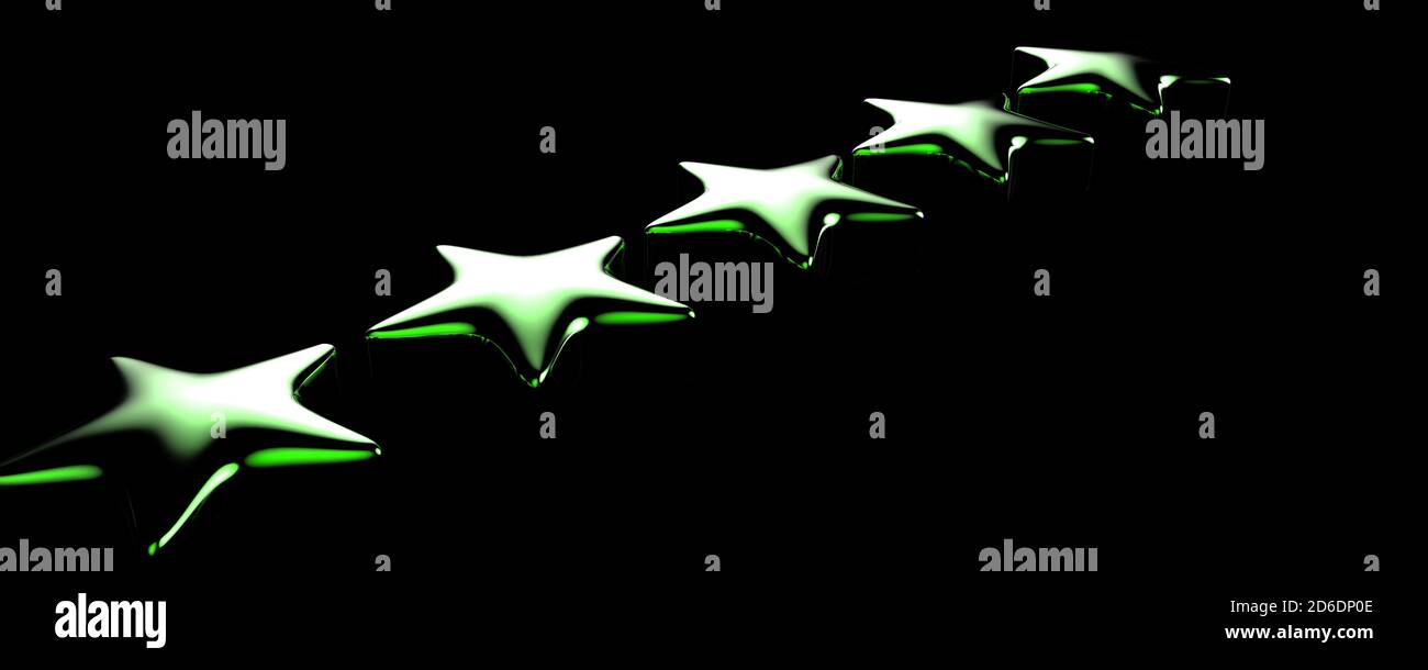 3d five green star on color background. Render and illustration of ...