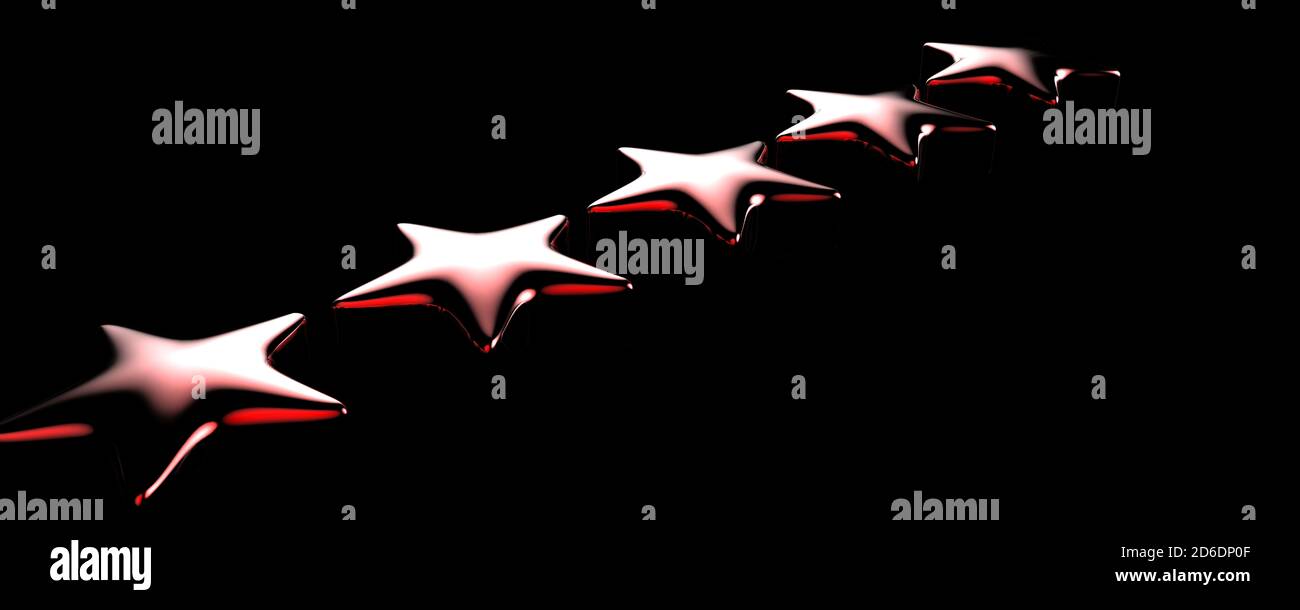 3d five red star on color background. Render and illustration of golden ...