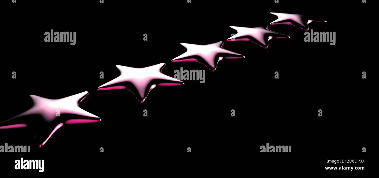 3d five pink star on color background. Render and illustration of ...