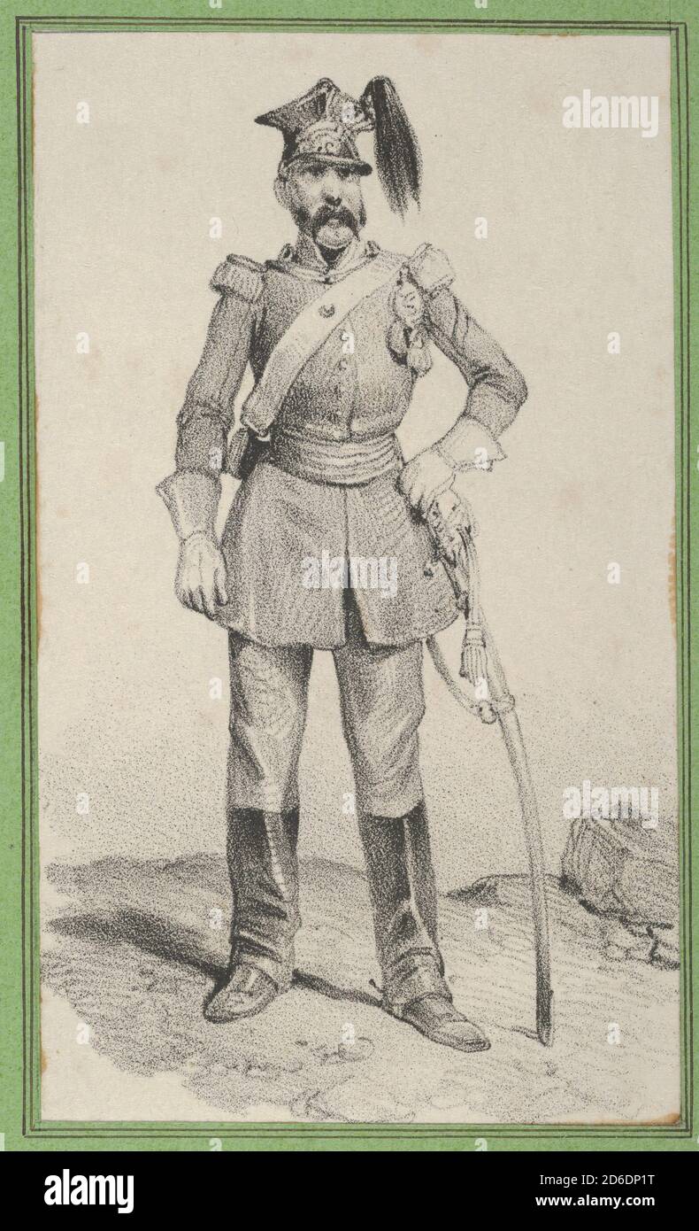 Standing soldier with his hand on the helm of his sword, mid-19th ...