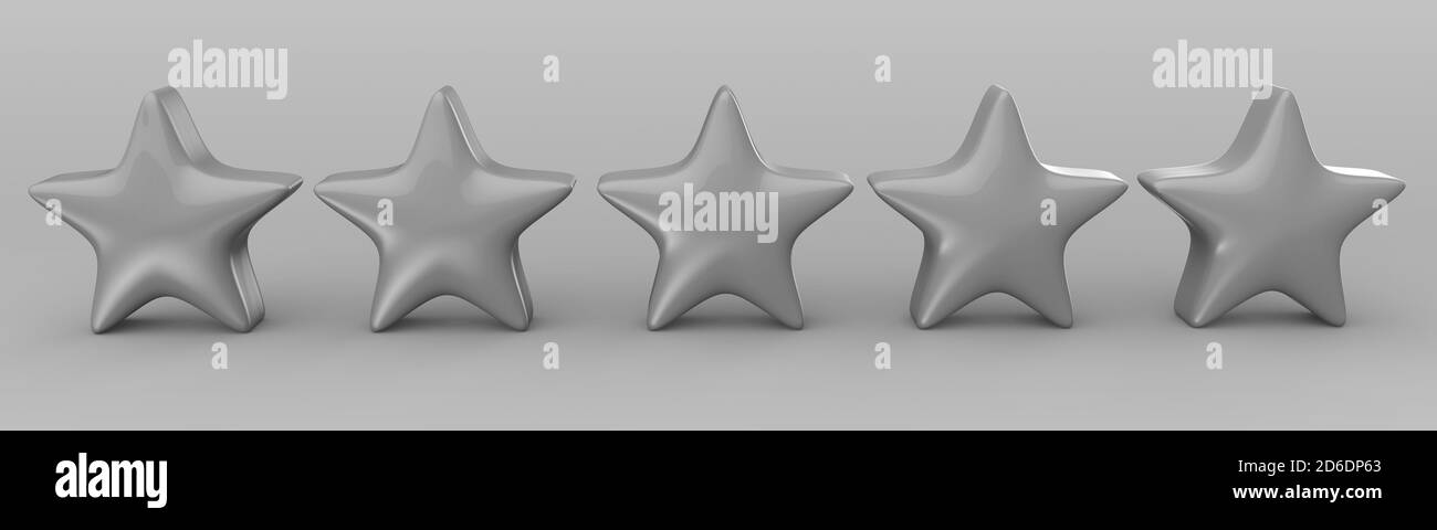 3d five gray star on color background. Render and illustration of ...