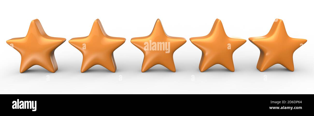 3d five orange star on color background. Render and illustration of ...