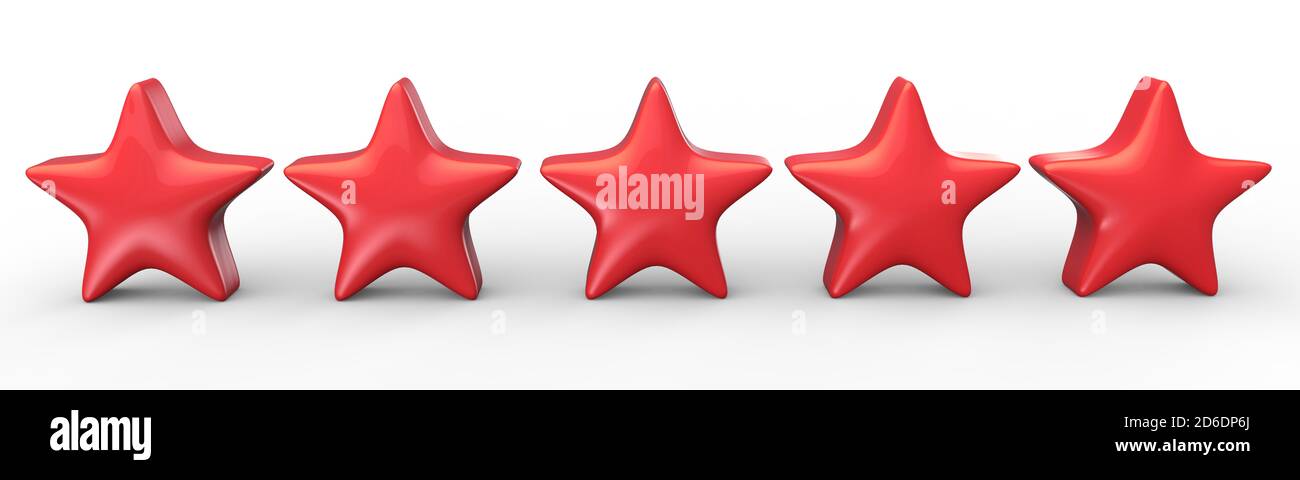 3d five red star on color background. Render and illustration of golden ...