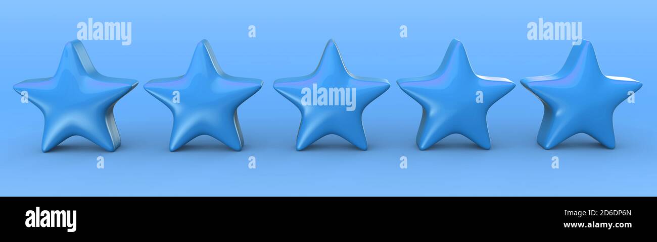 3d five blue star on color background. Render and illustration of ...