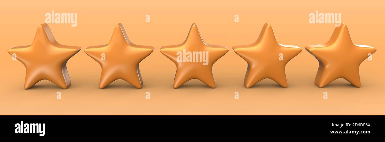 3d five orange star on color background. Render and illustration of ...