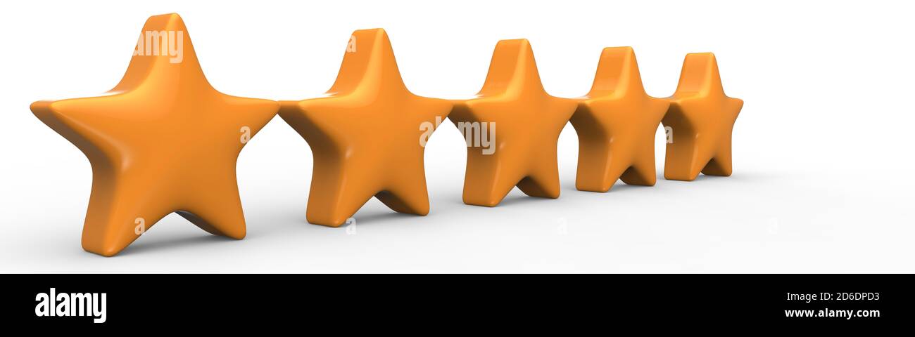 3d five orange star on color background. Render and illustration of ...