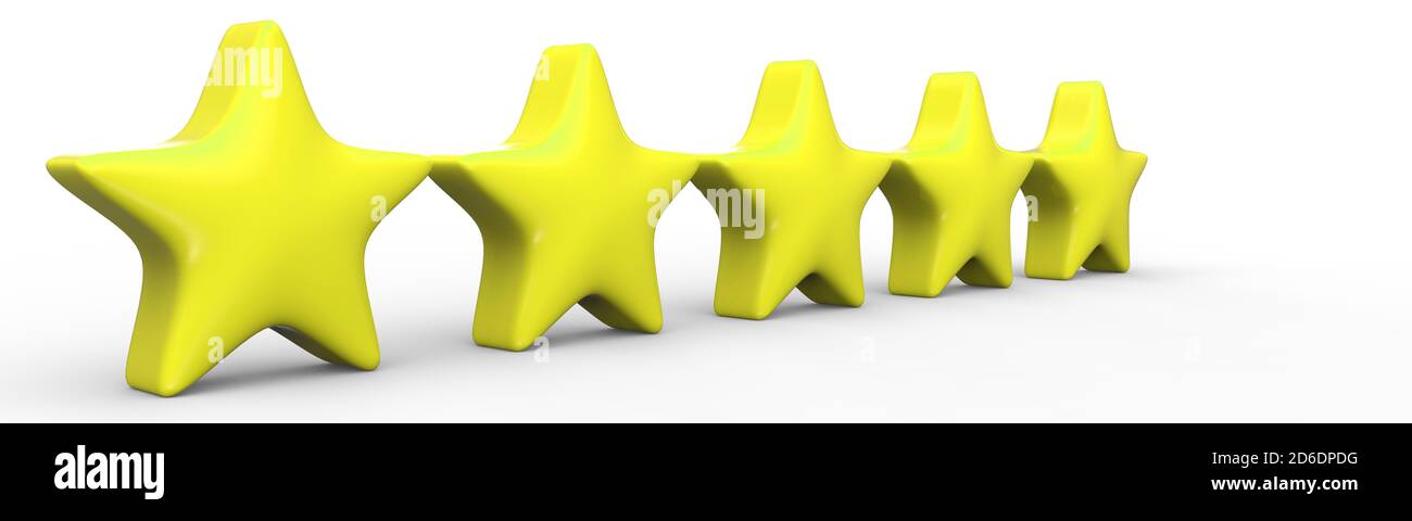 3d five yellow star on color background. Render and illustration of ...