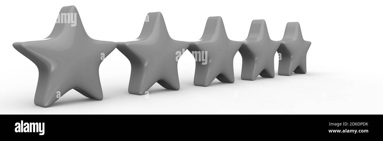 3d five gray star on color background. Render and illustration of ...
