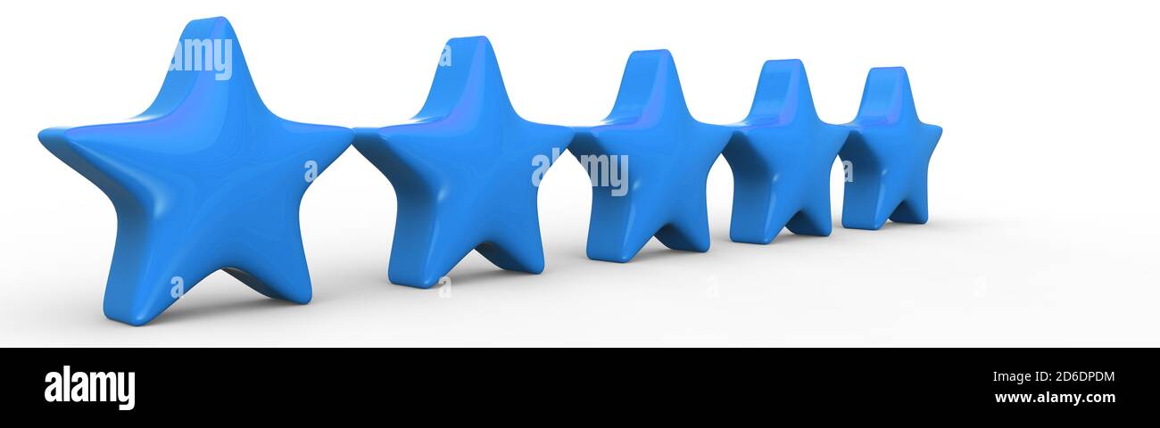 3d five blue star on color background. Render and illustration of ...