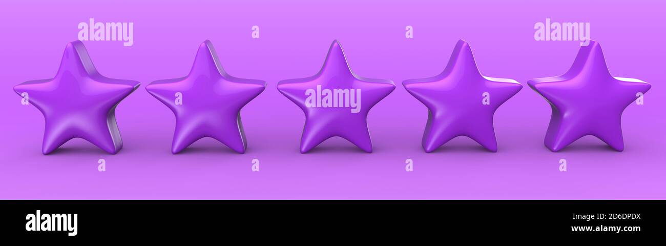 3d five violet star on color background. Render and illustration of ...