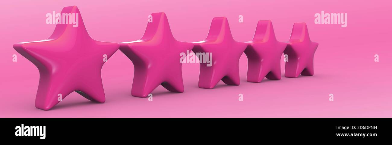 3d five pink star on color background. Render and illustration of ...